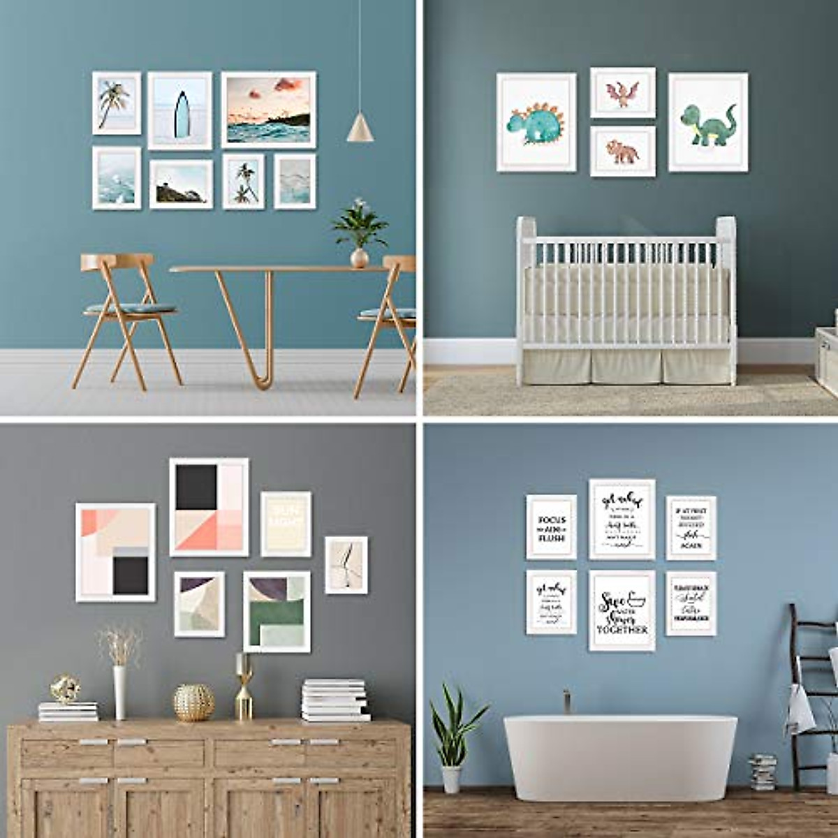 Hap Tim 11x14 Picture Frame Set of 2,Each White Wood Pattern Frame with 2 Mats,Display 8x10 or Four 4x6 Photos with Mat,11x14 Picture Without Mat for Wall Display(CWH-11x14-CB)