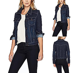 Womens Jean Jacket, Casual Long Sleeve Cardigan Blue Jacket Lady Coat Jumper Slim Denim Jacket Winter Oversize Blazer Women Sport Jackets For Mens Sports Jacket Blazer Suit (3XL, Dark Blue)