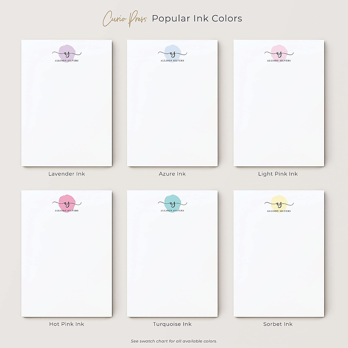 Monogram Personalized Two Letter Cursive Circle Logo NOTE PAD Stationery, Womens Stationary List Pad - DELICATE MONO NOTEPAD