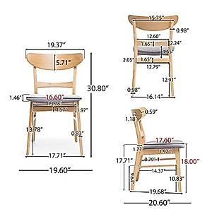 Christopher Knight Home Heather Mid-Century Modern Dining Chairs (Set of 4), Dark Gray, Natural Oak
