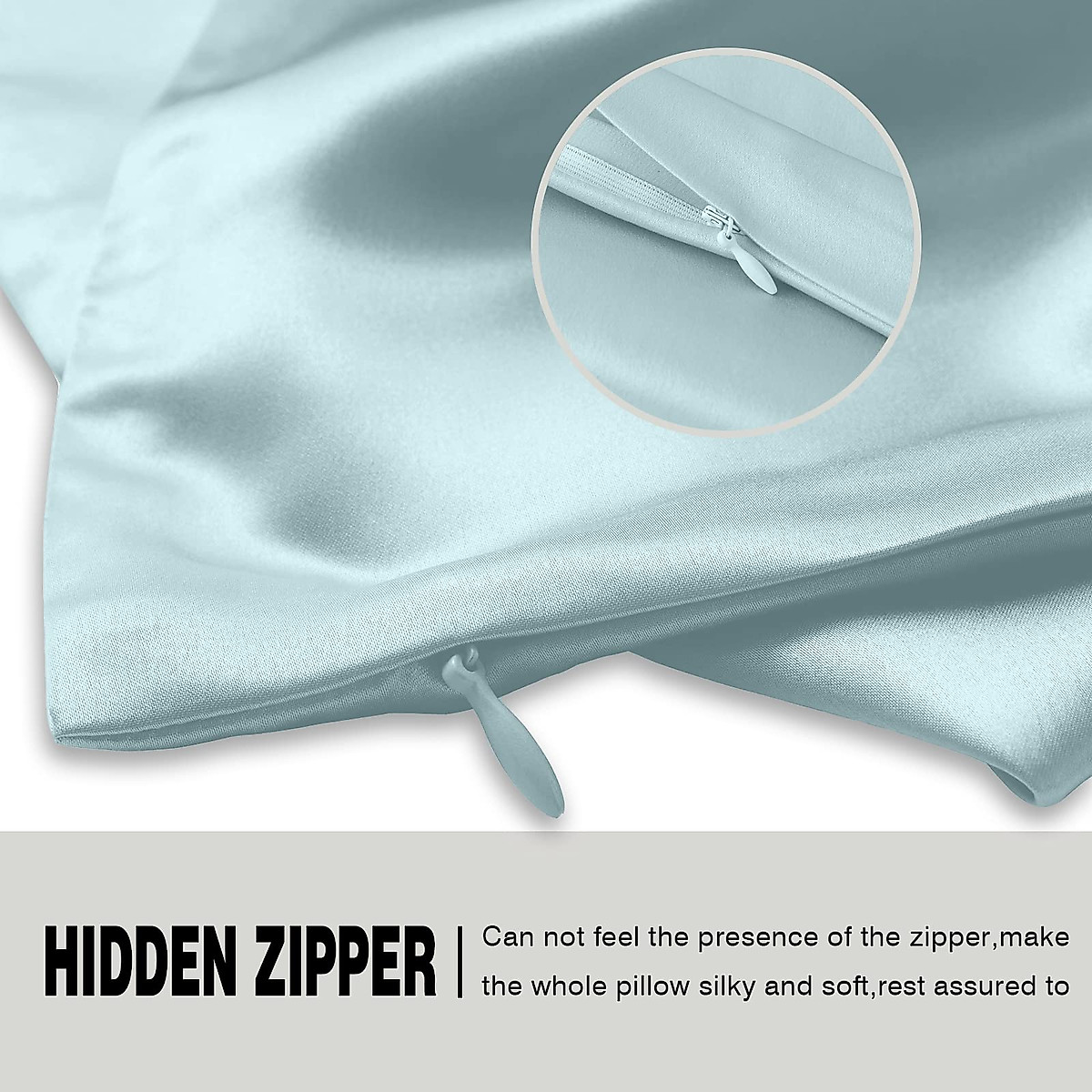Mulberry Silk Pillowcase for Hair and Skin Standard Size 20"X 26" Pillow Case with Hidden Zipper Soft Breathable Smooth Cooling Silk Pillow Covers for Sleeping(Haze Blue,Standard,1Pcs)