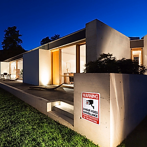 4 Pieces Smile You're On Camera Sign and Private Property No Trespassing Sign Video Surveillance Signs UV Printed 40 Mil Rust Aluminum Security Camera Sign for Home Business (Simple Style)