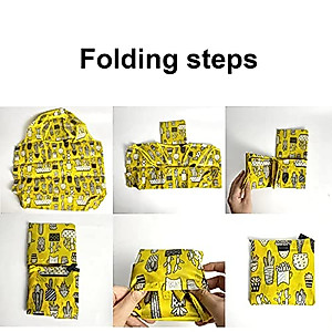 THVALUE Reusable Tote Bag Foldable Shopping Grocery Bags, Washable Durable Shopping Bags Eco-Friendly Ripstop Nylon Tote Bags Waterproof & Lightweight, 6 Pack