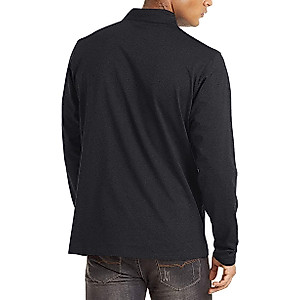 KEFITEVD Athletic Shirts for Men Long Sleeve Athletic Shirts Fleece Lined Golf Shirts Gym Shirts Fitness Shirts Breathable Pullover Shirts Black