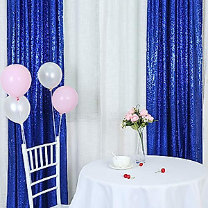 TRLYC Royal Blue Sequin Backdrop Curtain 2 Panels 2x8ft Glitter Blue Sequin Curtains Backdrop for Party Wedding Birthday Christmas Halloween