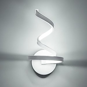 CHYING LED Wall Sconce Modern Spiral Bathroom Wall Light White Wall Lamp 15W Cool White 6500K Indoor Wall Light Fixture for Bedroom Stairs Living Room Hallway