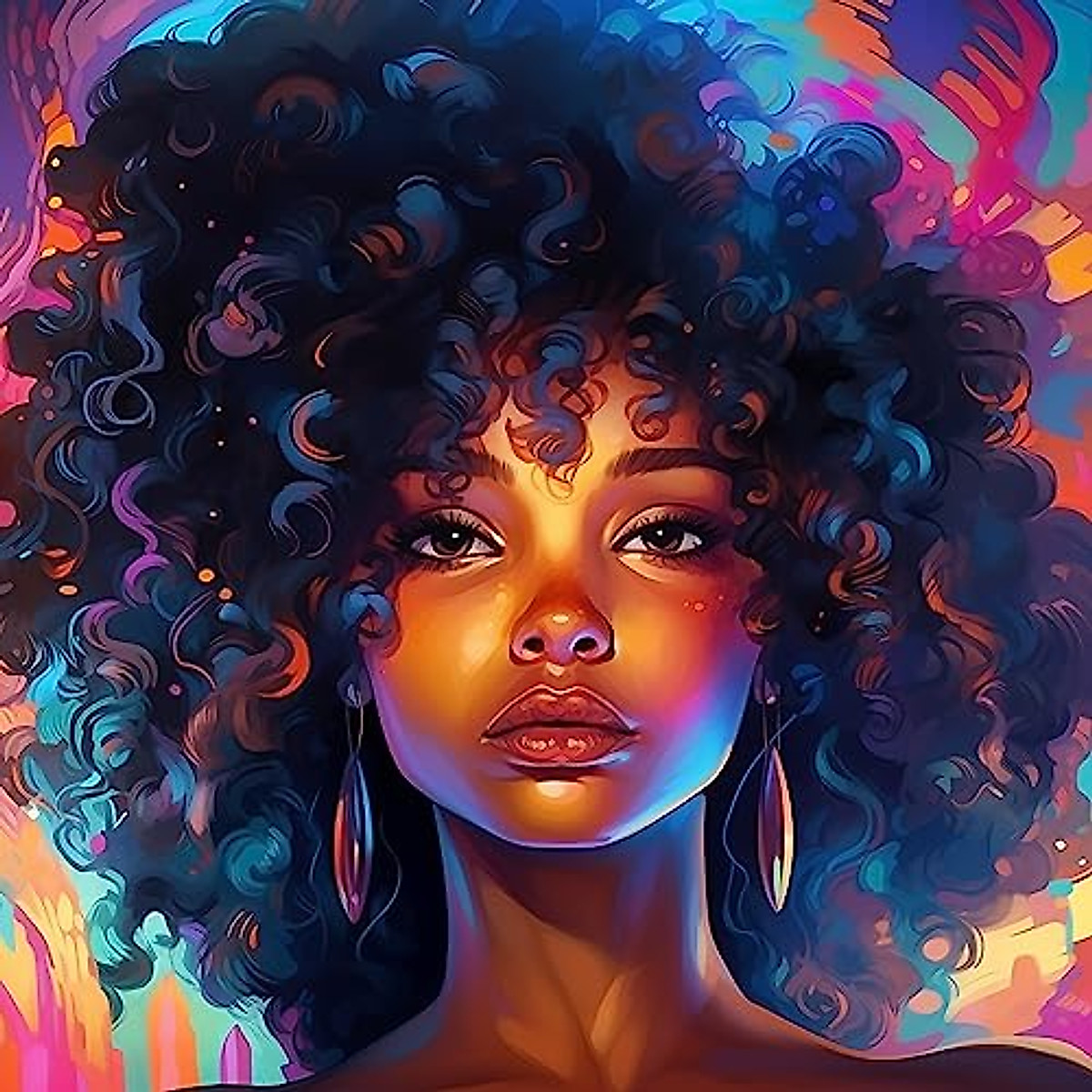 Jungobiu 5D Diamond Art Painting Kits Afro African Woman, DIY Diamond Art Africa Kits Paint with Diamonds Full Round Drill Crystal Rhinestone Embroidery for Home Office Wall Decoration 12X12in