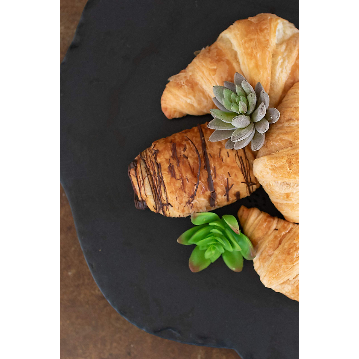 MY SWANKY HOME Black Natural Stone Rustic Edge Lazy Susan Kitchen Turntable Rotating Tray