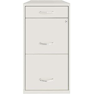 Hirsh Industries Space Solutions 18in Deep 3 Drawer Metal File Cabinet Pearl White, Letter Size, Fully Assembled