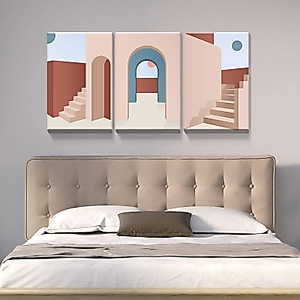 Dimpoli - Abstract Canvas Print Wall Art Set Mid-Century Modern Architecture Abstract Shapes Illustrations Minimalism Decorative Contemporary for Living Room, Bedroom, Office - 24"x32"x3 panel