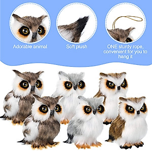 Skylety 6 Pieces Mini Owl Plush Toy 3.2 Inch Plush Animal Christmas Hanging Ornaments for Christmas Tree Woodland Gray White Stuffed Animal Toy Soft Owl Doll Plush Hanging Pendant Ornament