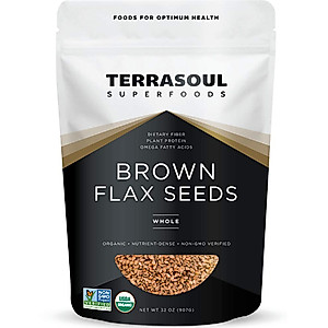 Terrasoul Superfoods Organic Brown Flax Seeds, 2 Pound