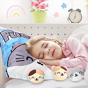 Civaner Cat Plush Pillow Gift Throw Pillow Removable with 8 Little Cat Dolls Removable Stuffed Toys Cotton Cute Kitten Stuffed for Girls Valentine(Kitten)