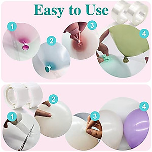 Aubeco Balloon Decorating Strip Kit for Arch Garland, 32.8 Feet Balloon Tape Strips, 200 Balloon Glue Point Dots, 24 Balloon Flower Clip, 100 Foam Glue Point for Party Wedding (Upgraded Version)