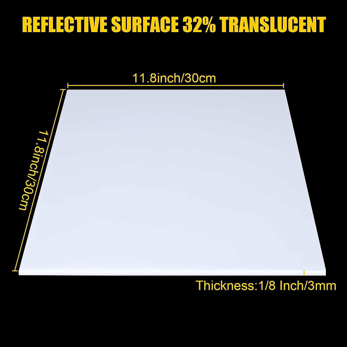 MNKNENG 4 Pack White Acrylic Sheet 1/8 Thick Translucent Acrylic Sheet Board 12 x 12 Inch Plastic Sheets White Plexiglass Sheet Square Board for Signs, Lighting, DIY Crafts