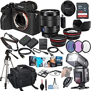 Sony a7R IVA Mirrorless Camera Bundle - ILCE7RM4A/B with 24-70mm f/4 Lens + Prime Accessory Package Including 128GB Memory, TTL Flash, Extra Battery, Editing Software Package, Auxiliary Lenses & More