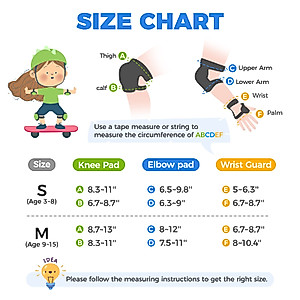 Kids/Youth Knee Pad Elbow Pads Guards Protective Gear Set for Roller Skates Cycling BMX Bike Skateboard Inline Skatings Scooter Riding Sports (Black, Small (3-8 years))