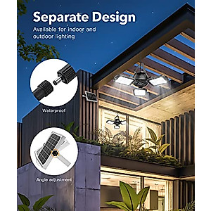 AGPTEK Solar Pendant Light Outdoor Indoor, Solar Powered Shed Light with USB Charging and Remote for Home Garage Barn Gazebo Patio Porch Storage Room