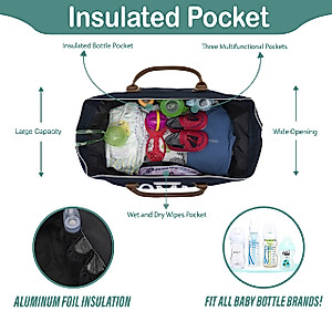 CHQEL Baby Diaper Bag, Mommy Bags for Hospital & Functional Large Baby Diaper Travel Bag for Baby Care (NAVY BLUE)