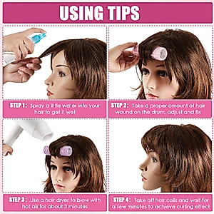 WILLBOND 4 Pcs Long Hair Rollers for Bangs Aluminum Core Curlers Thermal Self Grip Roller for Long and Medium Hair Women Hairstyle(4.1 x 1.2 Inch,Rose Red, Light Pink, Purple, Black)