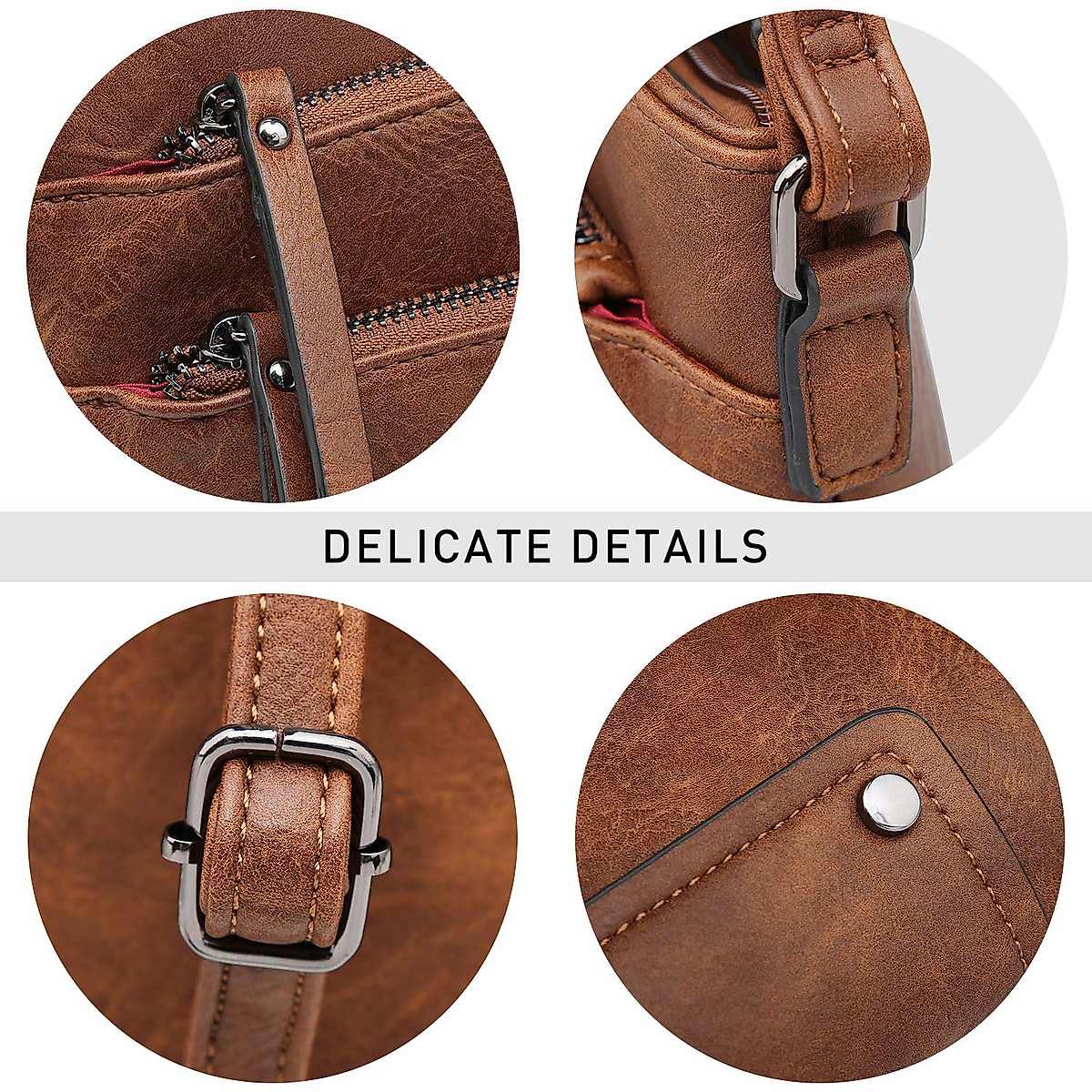 VONMAY Crossbody Bags for Women Purses Handbags Multi Pockets Shoulder Bag (Coffee)