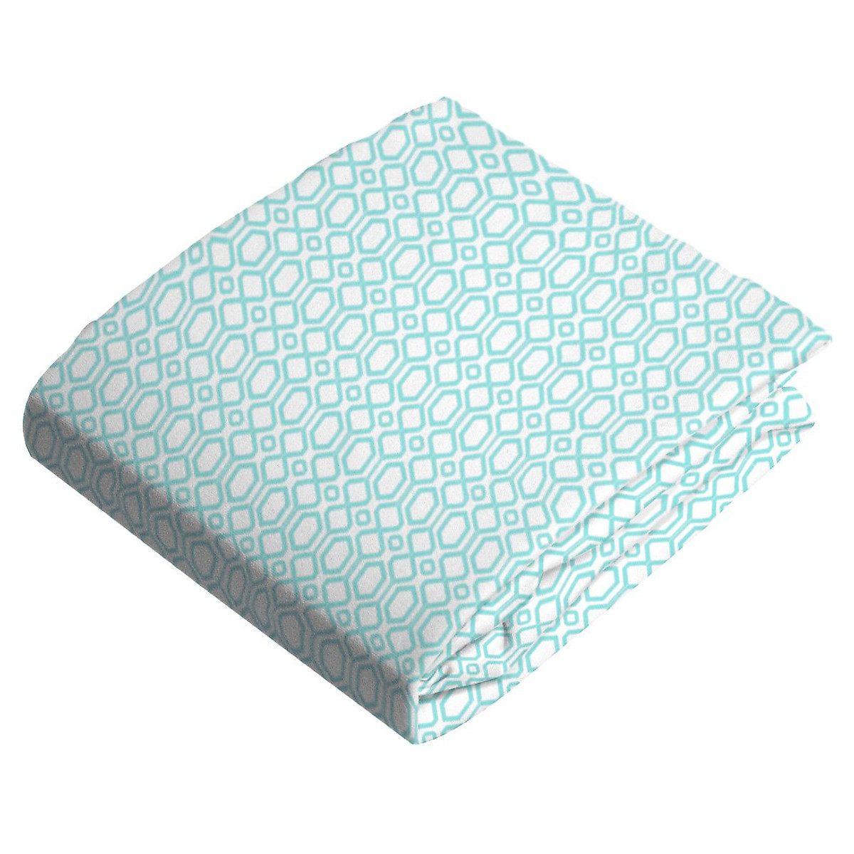 Kushies Bassinet Fitted Sheet Flannel, Octagon Turquoise