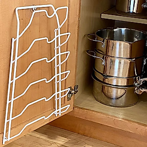Evelots 6 Pot Lid Organizer for Cabinet or Pantry Wall - Cupboard Door Pots and Pans Organizer - Glass or Metal Pan Covers Cabinet Organizer - Rack Hanger Dividers - Set of 2