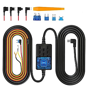 Dash Cam Hardwire Kit, Mini USB Dashcam Hardwiring Kit Converts 12V-24V to 5V/2.5A w/ Fuse Kit and Installation Tool, Low Voltage Protection (11.5ft)
