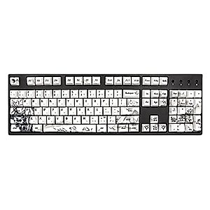 JSJT Custom Keycaps 110 Keys Panda Keycaps PBT Dye Sublimation Japanese Keycaps OEM Profile Keycaps with Keycap Puller for Cherry MX Switch 104/87/71/61 60 Percent Mechanical Keyboard