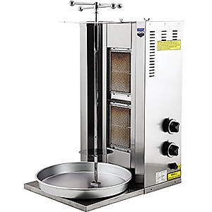 Meat Capacity 25 kg / 55 lbs. Commercial industrial 2 BURNER- NATURAL GAS 21000 BTU Rotating Spinning Grills Vertical Broiler Shawarma Gyro Doner Kebab Tacos Al Pastor Grill Machine Rotisserie