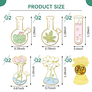 10 Pieces Pin Brooches Cute Floral Kawaii Pins Flask Test Tube Backpack Pins Aesthetic Spring Flower Plant Pins Set for Jackets Lapel Scientist Pins for Backpacks Clothes Caps Bags
