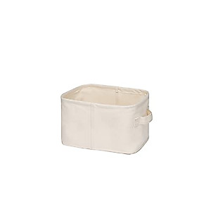 YONBEN Decorative Basket Rectangular Fabric Storage Bin Organizer Basket with Handles for Clothes Storage (14.5 x 10.2 x 6.2, Beige)