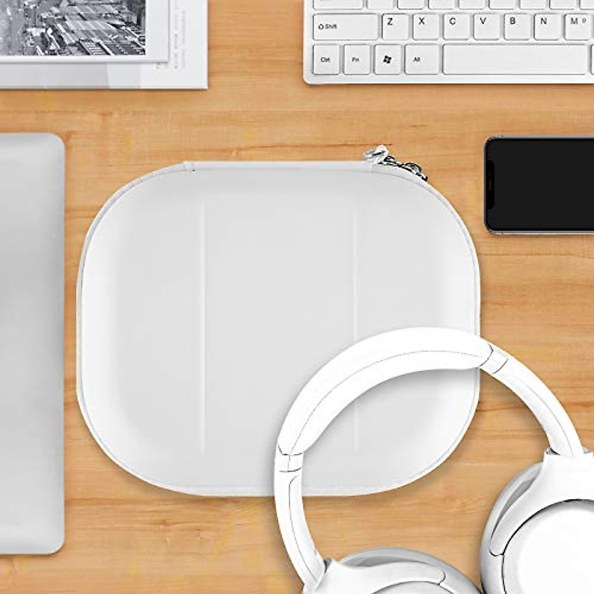 Geekria Shield Headphones Case Compatible with Sony WH1000XM4 White, WH1000XM3, WH-XB910N, MDR-1000X Case, Replacement Hard Shell Travel Carrying Bag with Accessories Storage (White)