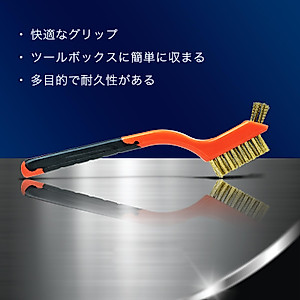 SALI 5pcs Wire Brushes for Cleaning Rust Removal Nylon/Brass/Stainless Steel Bristles with Curved Handle Grip for Dirt & Paint Scrubbing Removing Unfinished Metal Parts, Paint Stains Household Clean