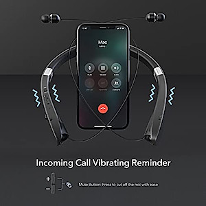 Neckband Bluetooth Headphones w/ 30hrs Playback, Wings Foldable Wireless Headset Retractable Earbuds, Around The Neck in Ear Earphones w/Noise Cancelling Microphones, Work from Home, Office, Commute