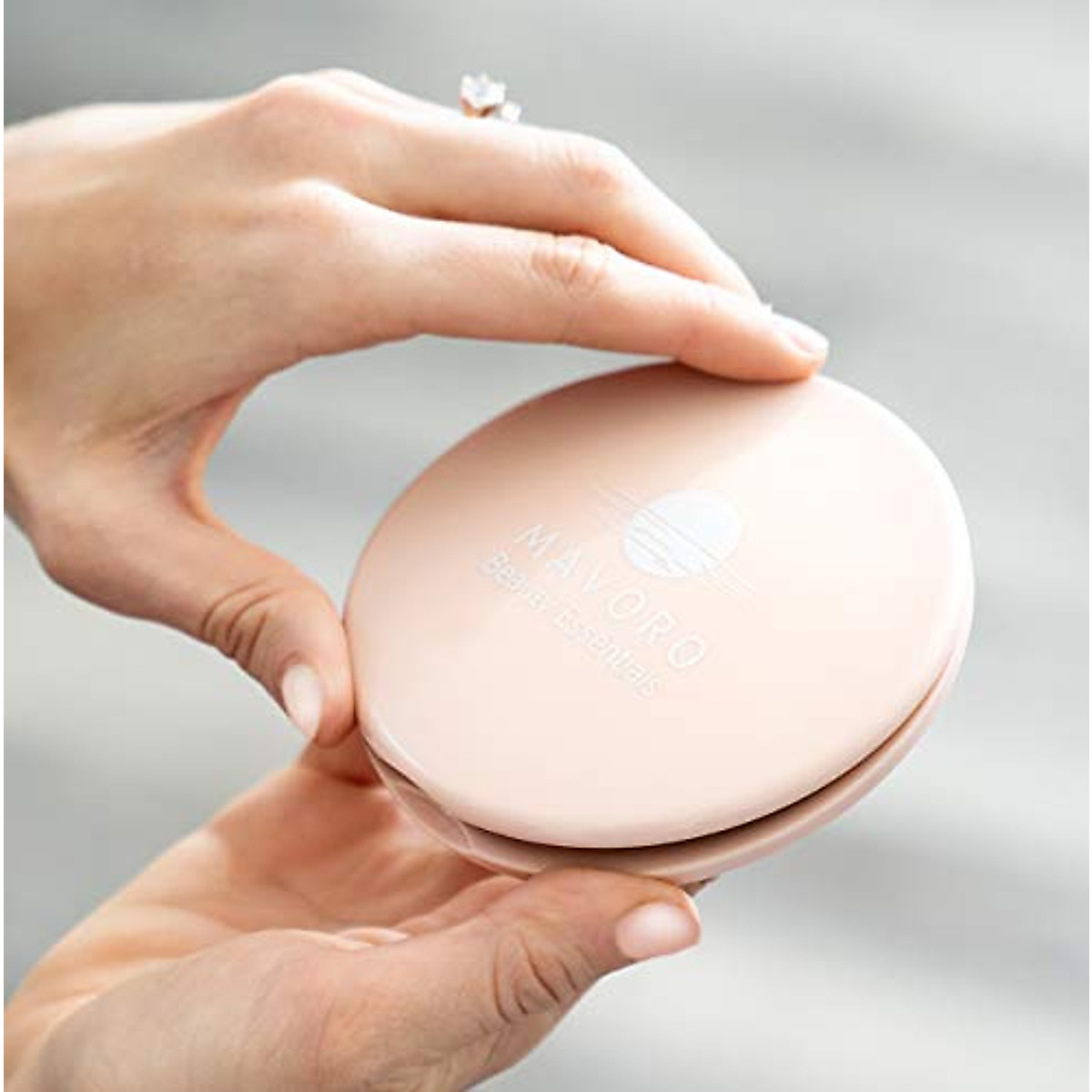 Magnifying Compact Mirror for Purses, 1x/10x Magnification – Double Sided Travel Makeup Mirror, 4 Inch Small Pocket or Purse Mirror. Distortion Free Folding Portable Compact Mirrors (Millennial Pink)
