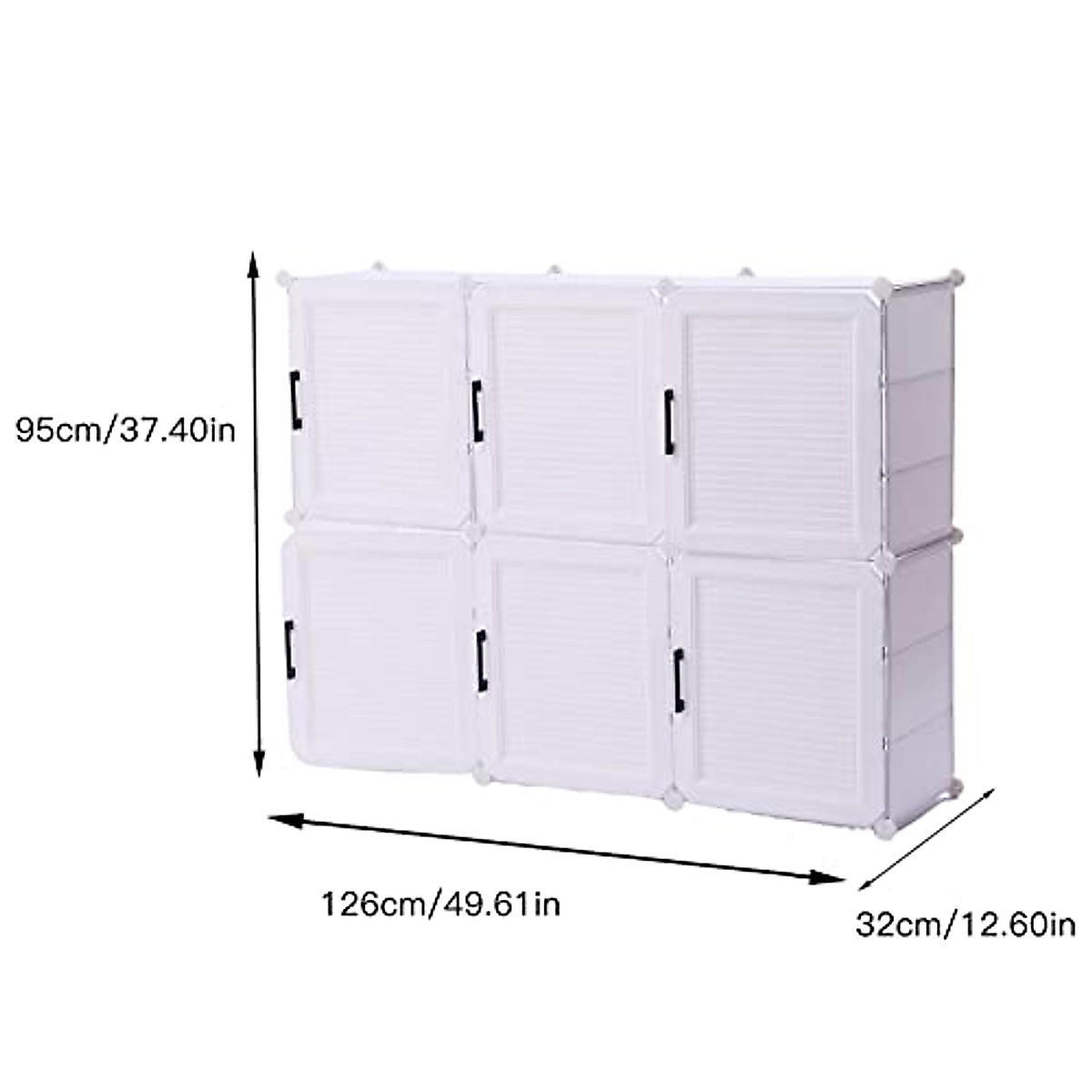 DYRABREST 6 Tier Portable Shoe Rack Organizer,24/36 Pairs Entryway Shoe Organizer Storage Cabinet with Shuttered Door, Plastic Stackable Space Saving Free Standing Shelf for Entryway (White, 6 Doors)