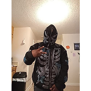 YAHUIUL Skeleton Hoodie Y2k Hoodie Hoodies Y2k Sp5der Hoodie Y2k Jacket Chrome Hearts Hoodie Skeleton Jacket Rhinestone Hoodie Full Zip Hoodie Y2k Jackets Y2k Zip up Hoodie Skeleton Rhinestone Jacket