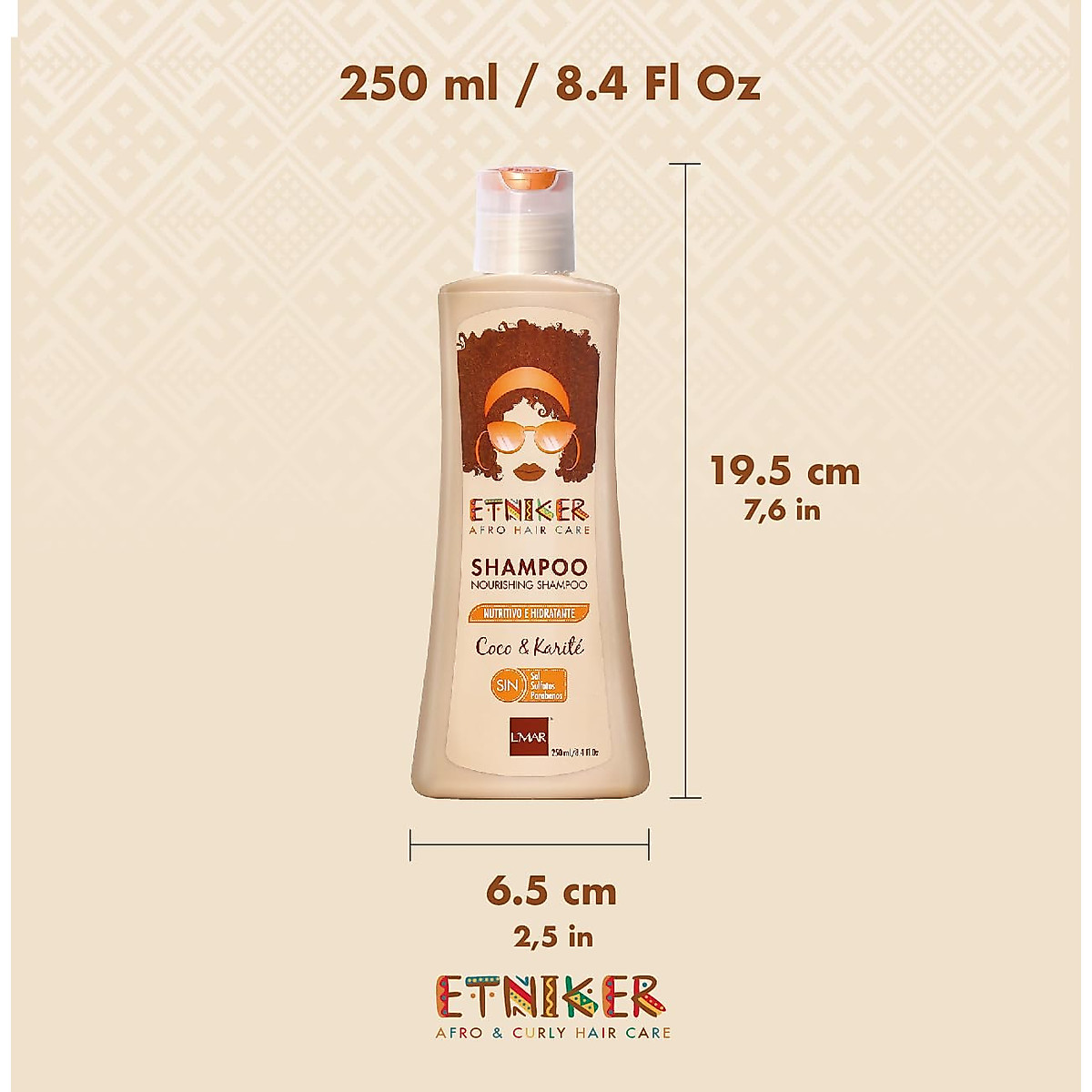 ETNIKER Nourishing Shampoo | Cleanse, Hydrate & Nourish | Coconut & Shea Butter | Free from Sulfates, Salt, Silicones, Mineral Oil, and Parabens | by L’MAR (1 Bottle, 8.4, Fl Oz)