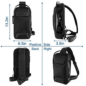 KUCINO Waterproof Anti-Theft Sling Bag with USB Recharging, Crossbody Sling Bags for Men and Women, Men'S Chest Bag Casual Shoulder Bag, One Strap Backpack, Perfect for Travel & Commute