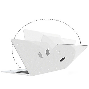 G JGOO Compatible with MacBook Air 13 Inch Case 2022 2021 2020 2019 2018 Release M1 A2337 A2179 A1932 Touch ID, Clear MacBook Air Case, Glitter Hard Shell Case + 2 Keyboard Cover + Screen Protector