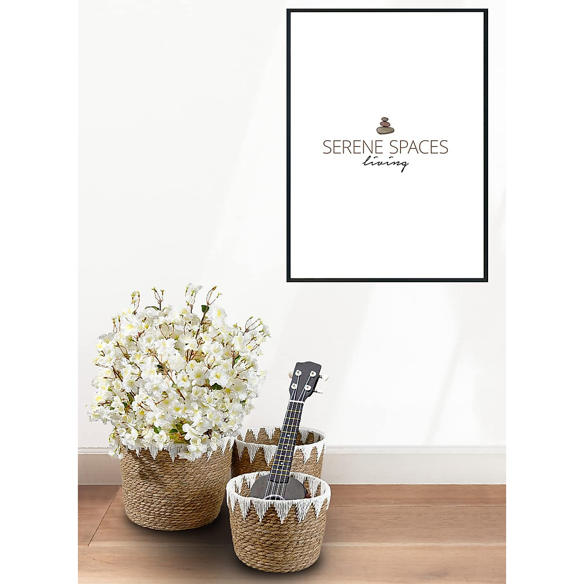 Serene Spaces Living Handmade Cattail Leaf Basket - Natural, Eco-Friendly & Durable - Perfect for Decoration, Storage, Potted Plant Cover/Cachepot or Gifting - KIT of 3 (Each in 3 Different Sizes)