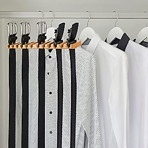 2 Pack Belt Hanger for Closet 2 in 1 Wooden Belt Organizer Wall Mount Belt Holder Storage Belt Rack Display Tie Rack Hooks with Through-The-Wall Nails/360°Swivel Hook Belt Holder for Closet Wall Door