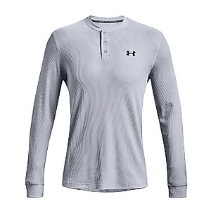 Under Armour Men's UA Waffle Henley Shirt Long Sleeve (Mod Gray/Black - 011, Large)