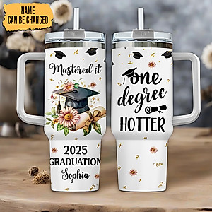 Hyturtle Personalized Tumbler Graduation Drinking Gifts For Her - Grad Congratulations Graduate Gifts For Seniors College School Masters Degree - Stainless Steel Travel Coffee Cup 40oz With Lid