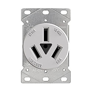 AIDA 10-50R Outlet 50 Amp 3 Pole, 3 Wire 125/250 Volts Non-grounding Heavy Duty Flush Mount Power Outlet Receptacle for EV Charger, Dryer, Welder, Air Compressor, RV, Generator, UL Listed, 030636