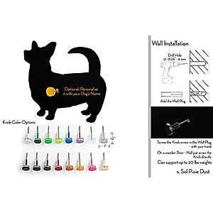 Akita Dog Silhouette - Custom Name Dog Leash Holder - Wall Hook