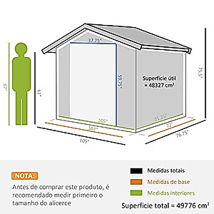 Outsunny 9' x 6' Metal Storage Shed Garden Tool House with Double Sliding Doors, 4 Air Vents for Backyard, Patio, Lawn Grey
