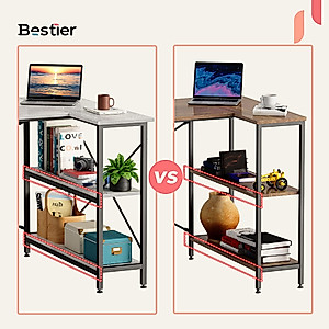 Bestier L Shaped Desk with Storage Shelves 55 Inch Corner Computer Desk Writing Study Table Workstation for Home Office, Wash Gray