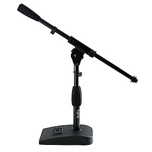 Gator Frameworks Short Weighted Base Microphone Stand with Soft Grip Twist Clutch, Boom arm, and both 3/8" and 5/8" Mounts; Base Dimensions - 4.5" X 8" (GFW-MIC-0821)